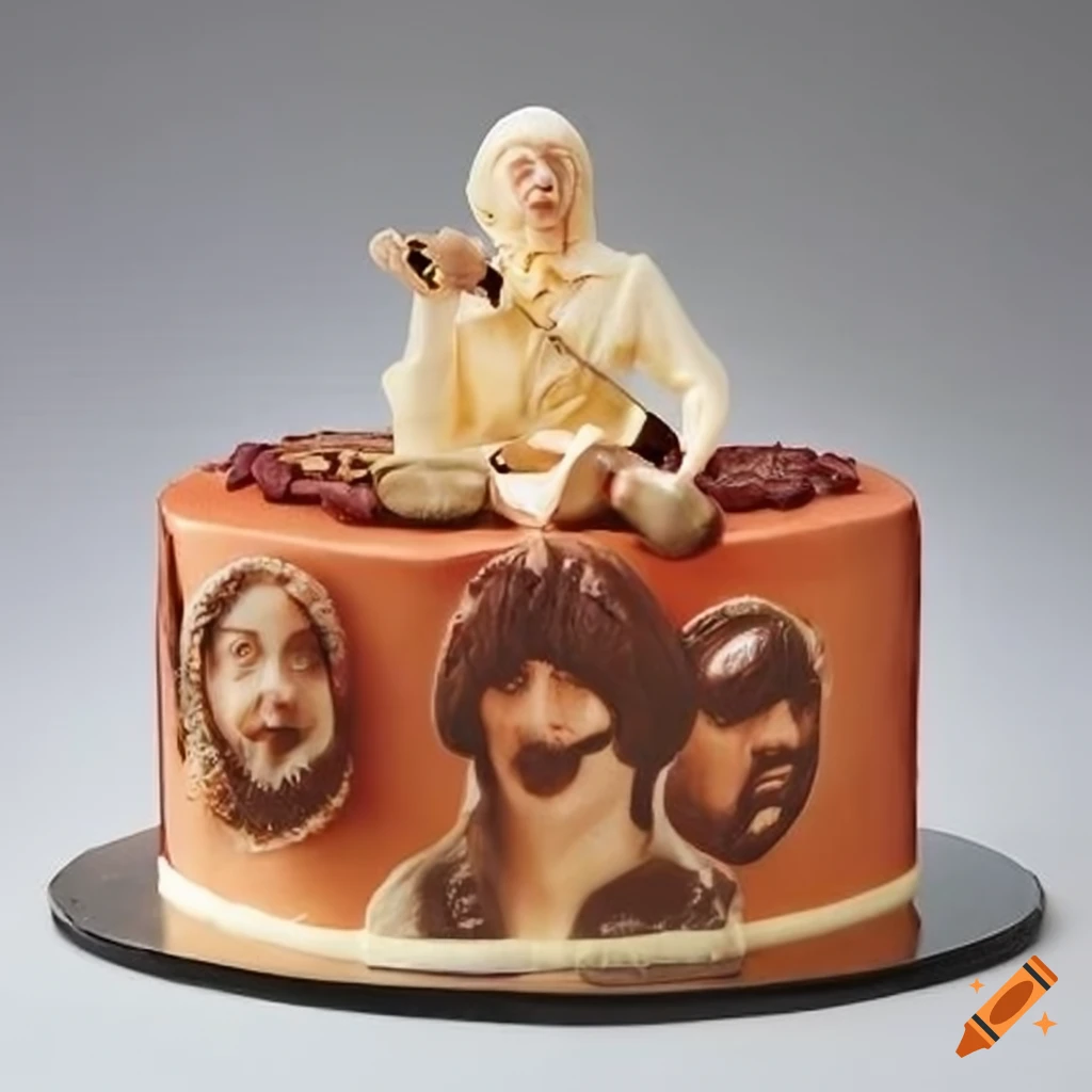 Sergeant Pepper cake with John Lennon and Paul McCartney decorations on ...