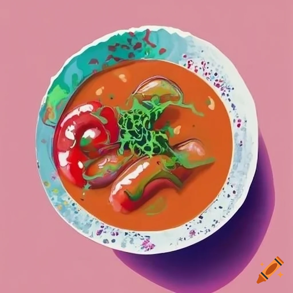 Stylish print of a delicious gazpacho on Craiyon