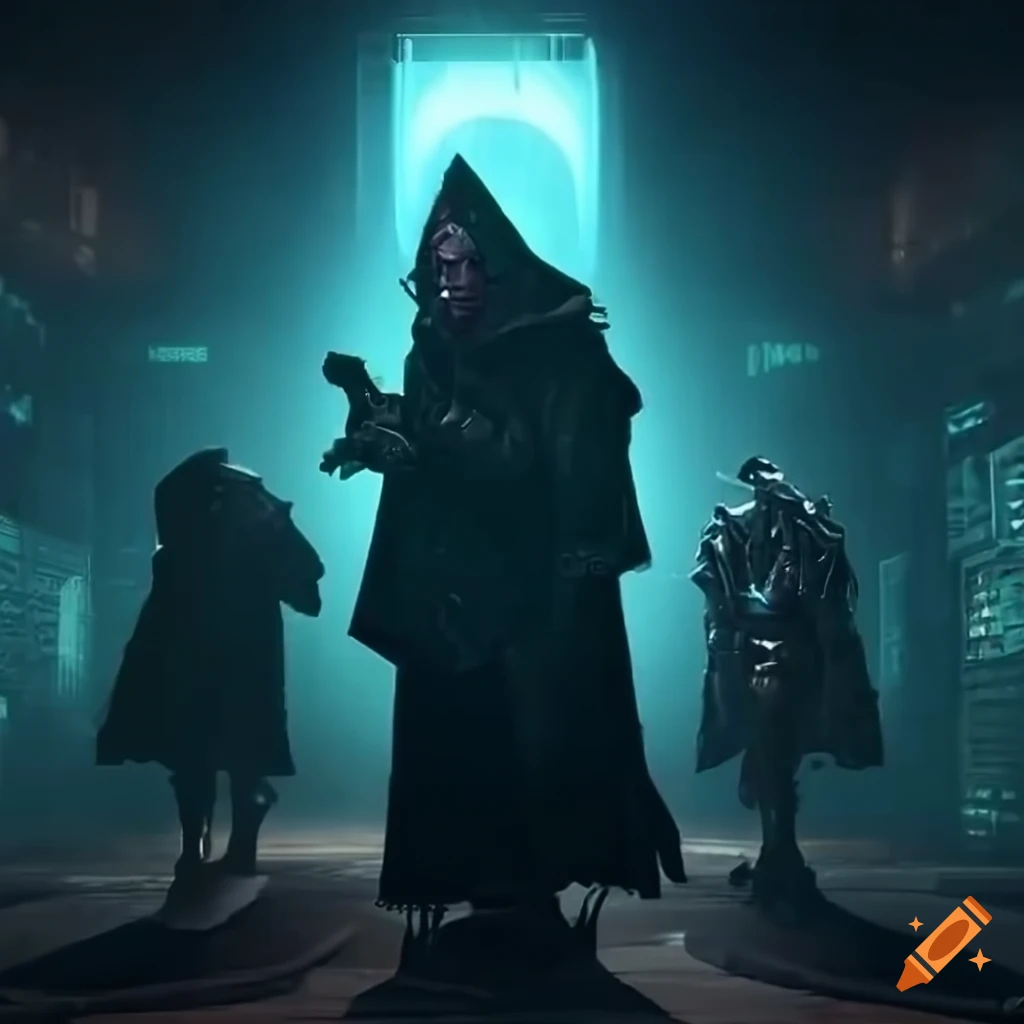 Photorealistic image of a cyberpunk shadow wizard casting spells on Craiyon