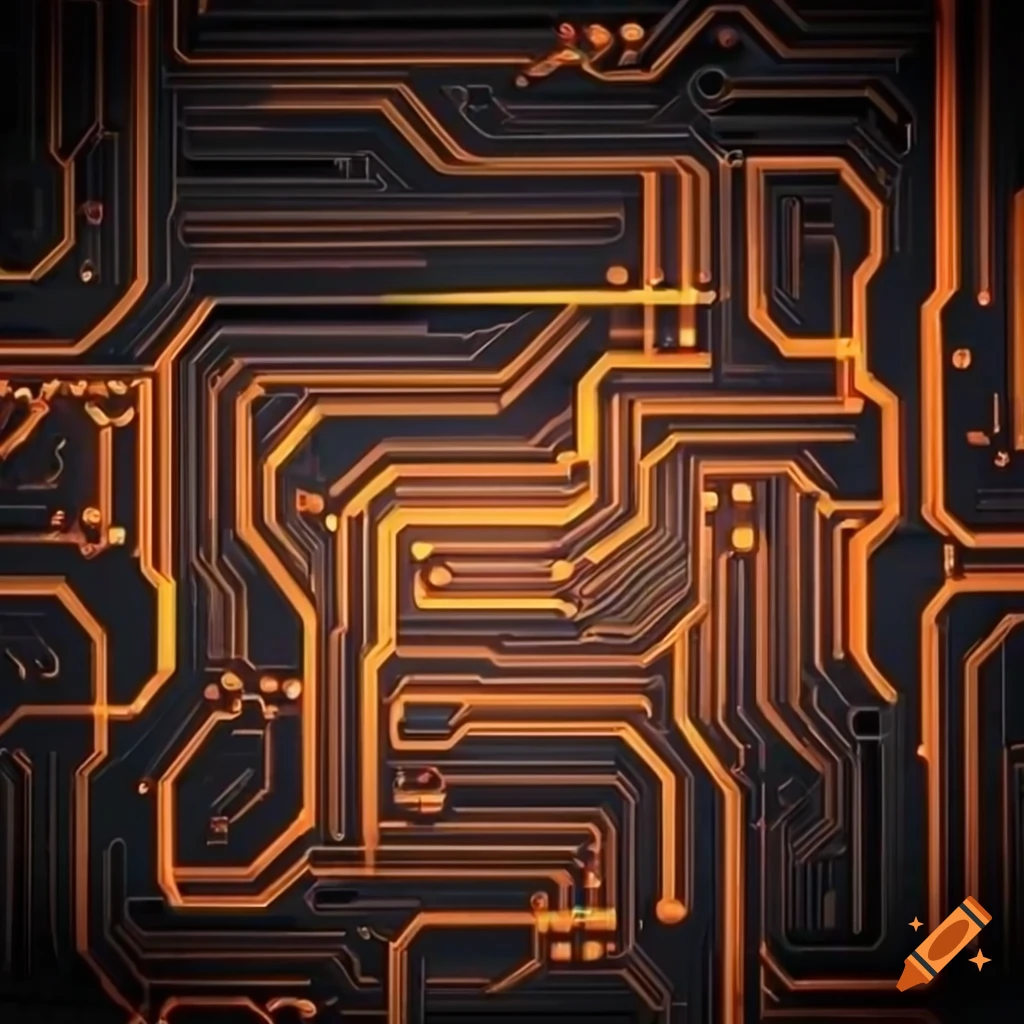 Abstract artwork of glowing circuit boards on Craiyon