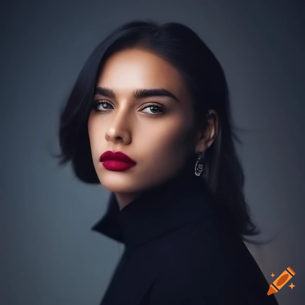 Portrait of a young Italian model for high-end fashion campaign on Craiyon