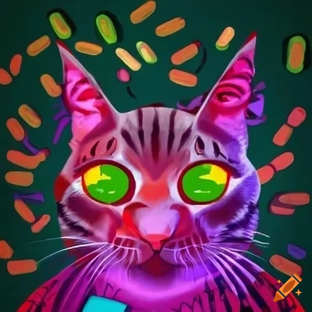 Cats enjoying a party at a rave on Craiyon