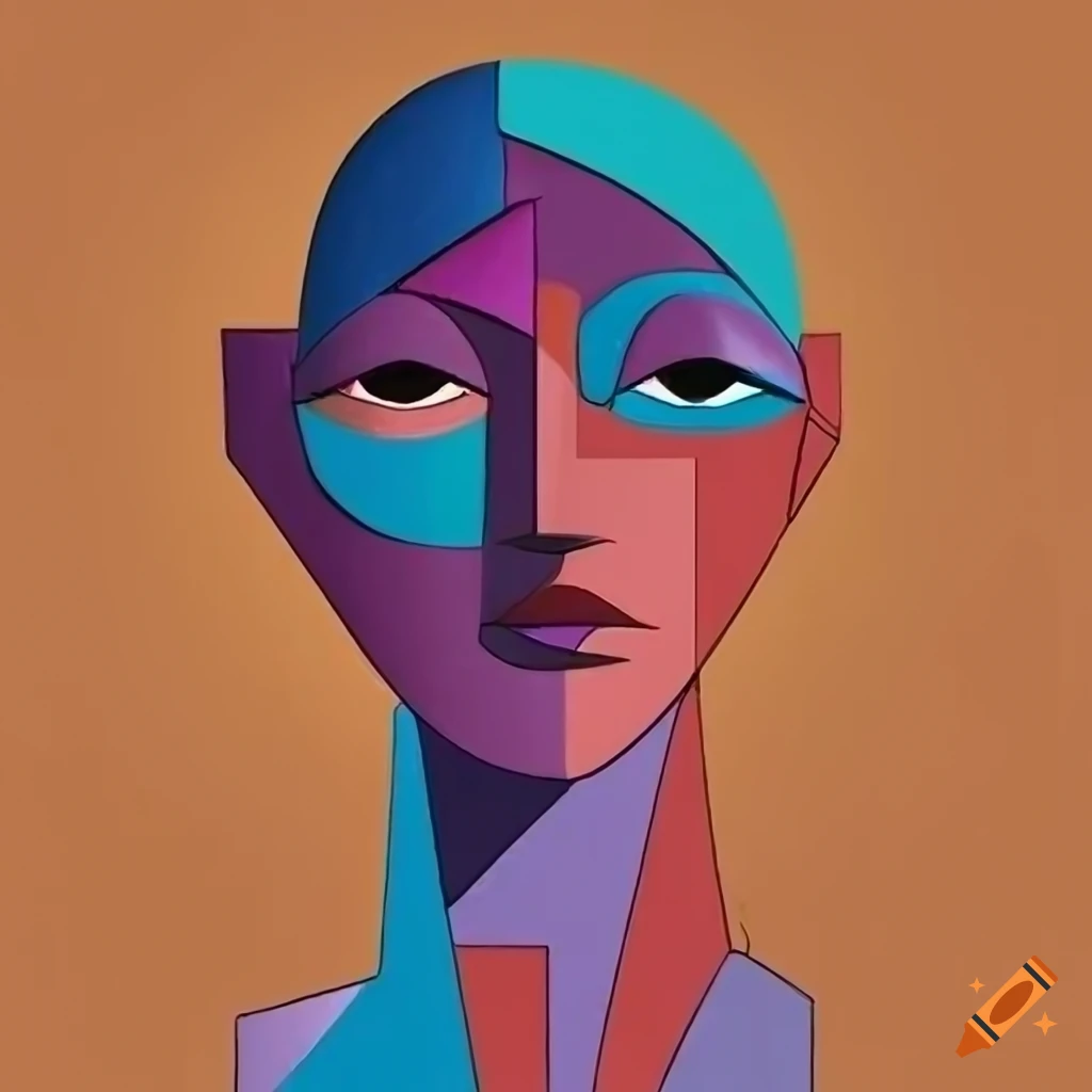 Abstract Minimalist Cubism Portrait