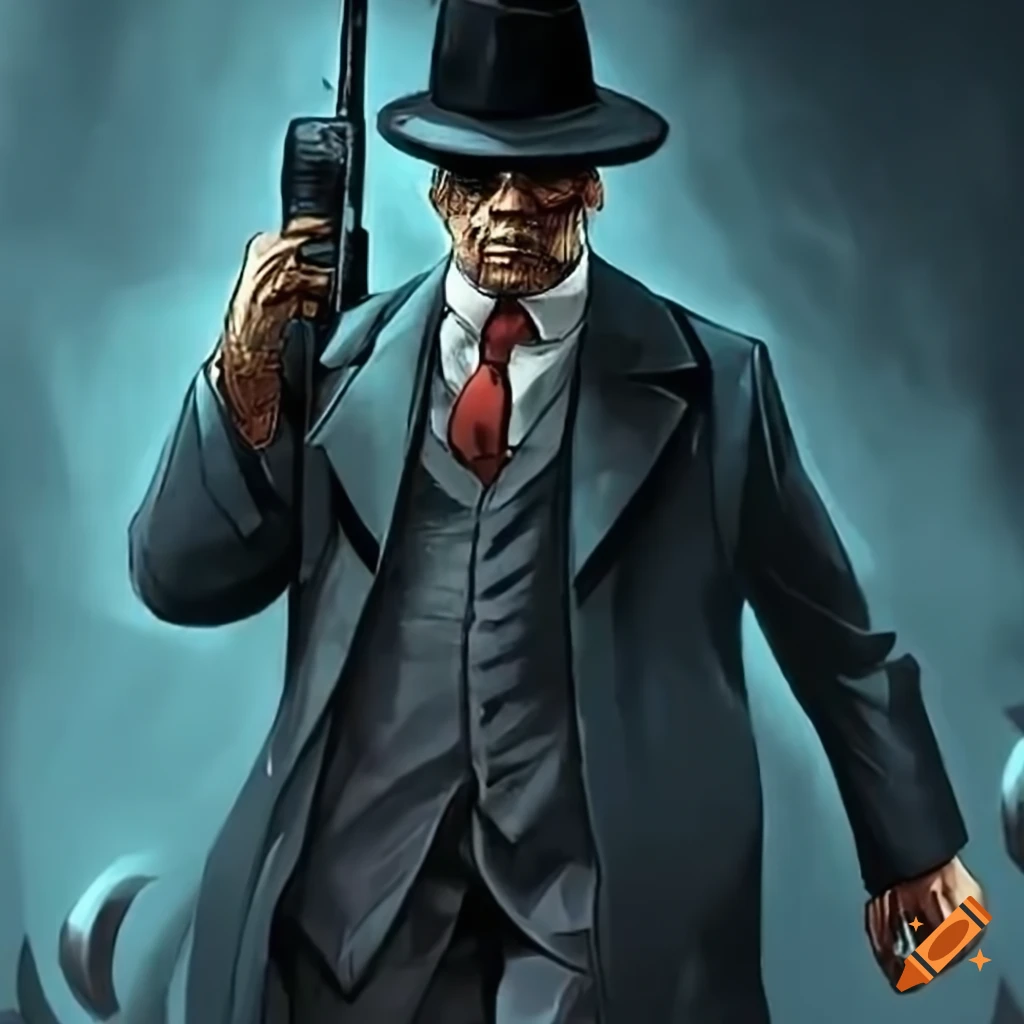 Image of a mafia man in the city on Craiyon