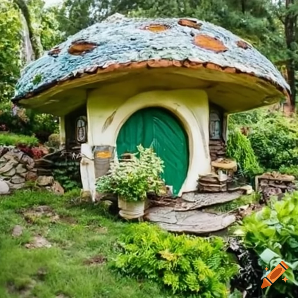 Fantasy mushroom hobbit house on Craiyon