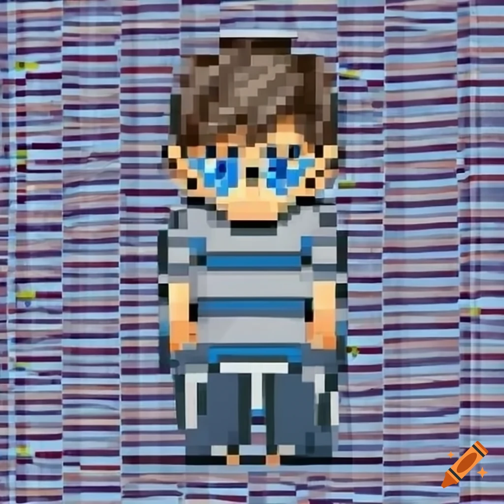 8-bit boy with striped shirt and blue tears