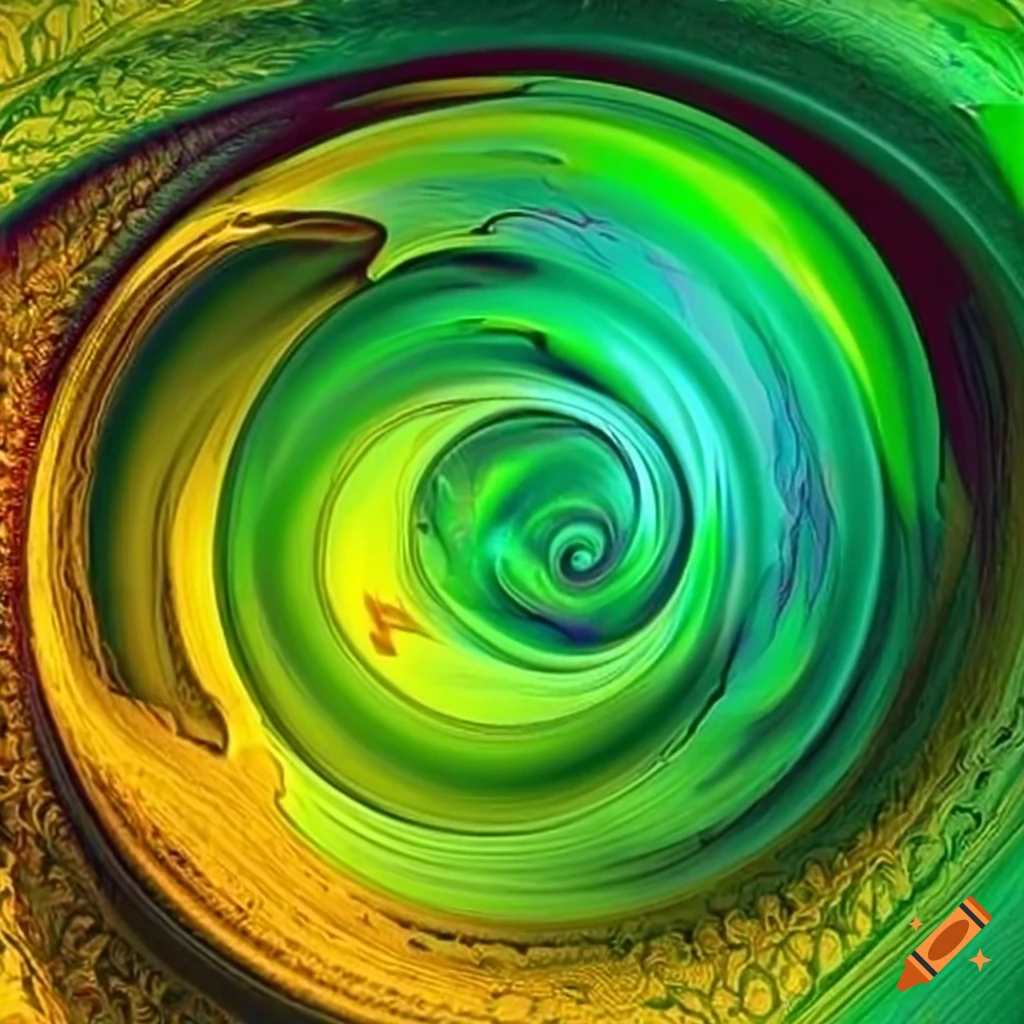 Abstract art with shades of green and golden yellow on Craiyon