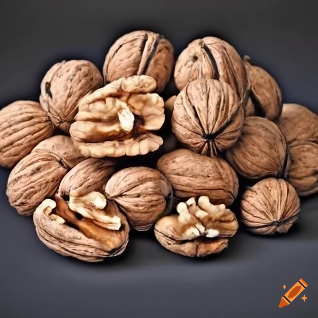 Hyper-realistic depiction of walnuts