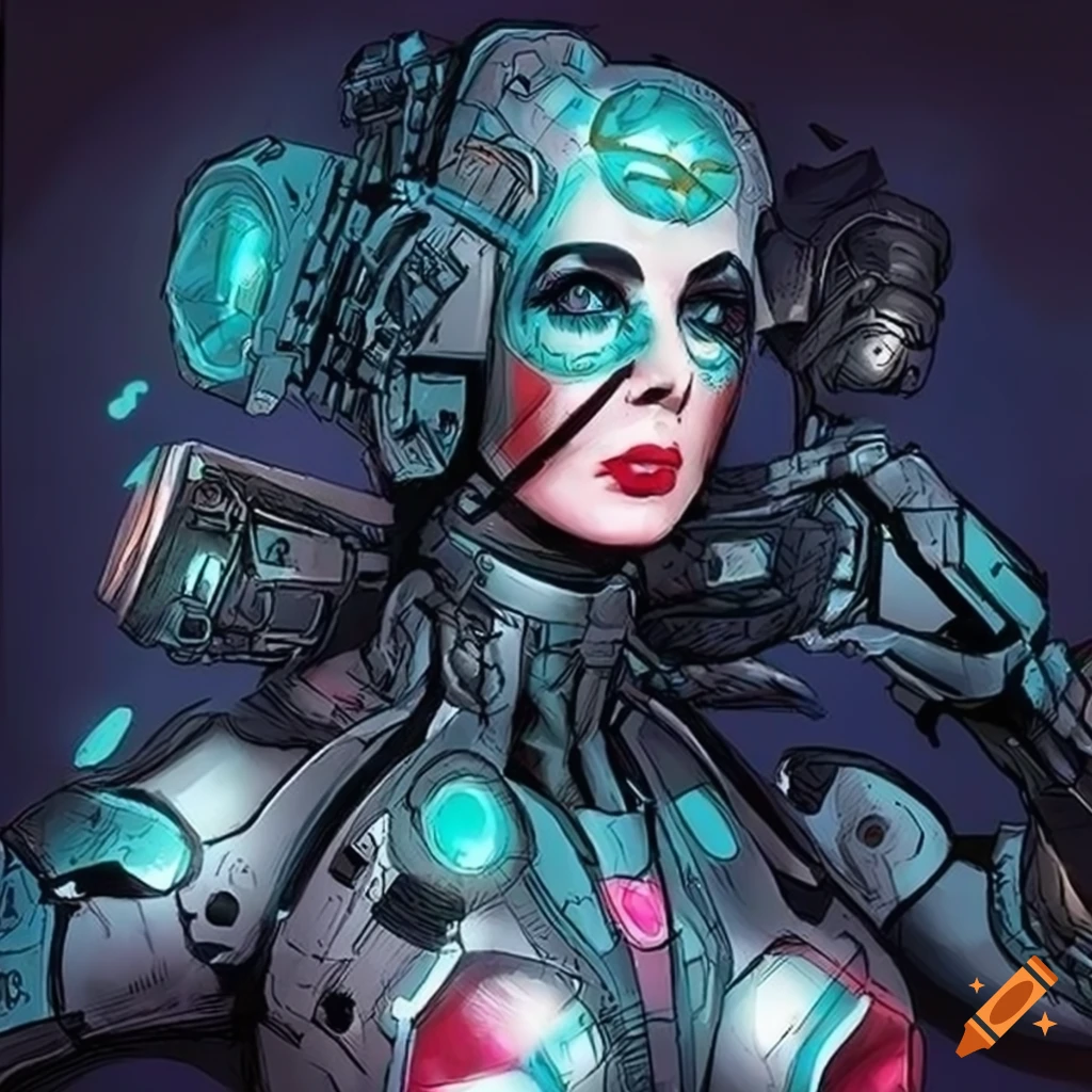 Comic art of elizabeth taylor as a scifi soldier