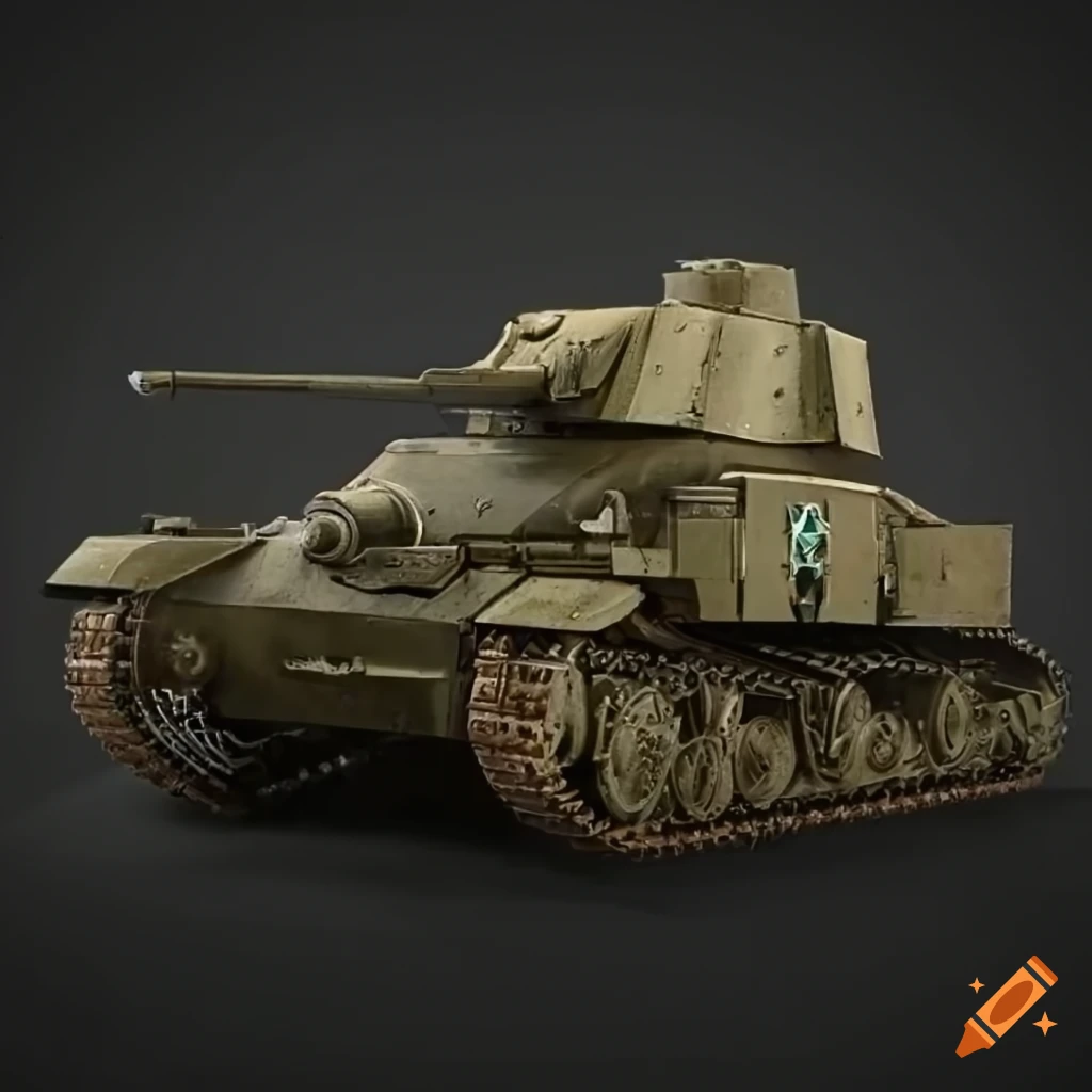 Image of a ww2-era light tank with tall turret and wide tracks on Craiyon