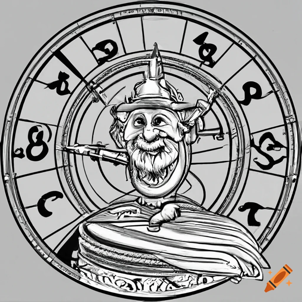 Funny black and white caricature of timothy fort with a dart on his ...