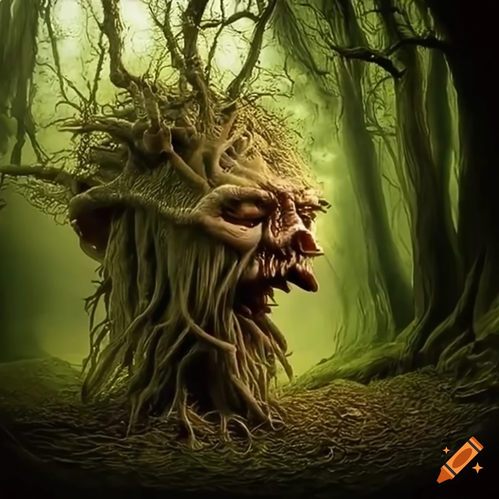 Realistic depiction of gary busey as a treant