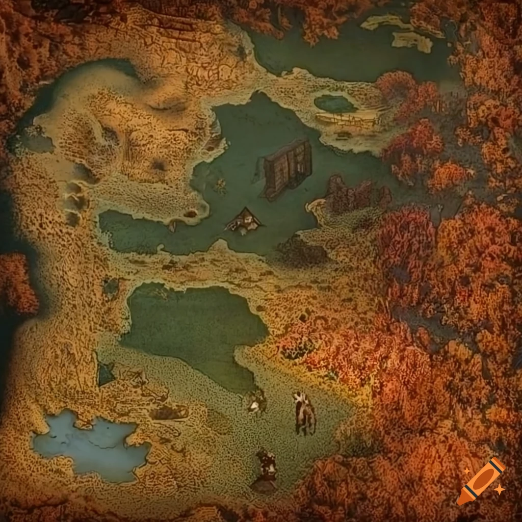 Hyperrealistic 3D map of autumn fantasy realm on Craiyon