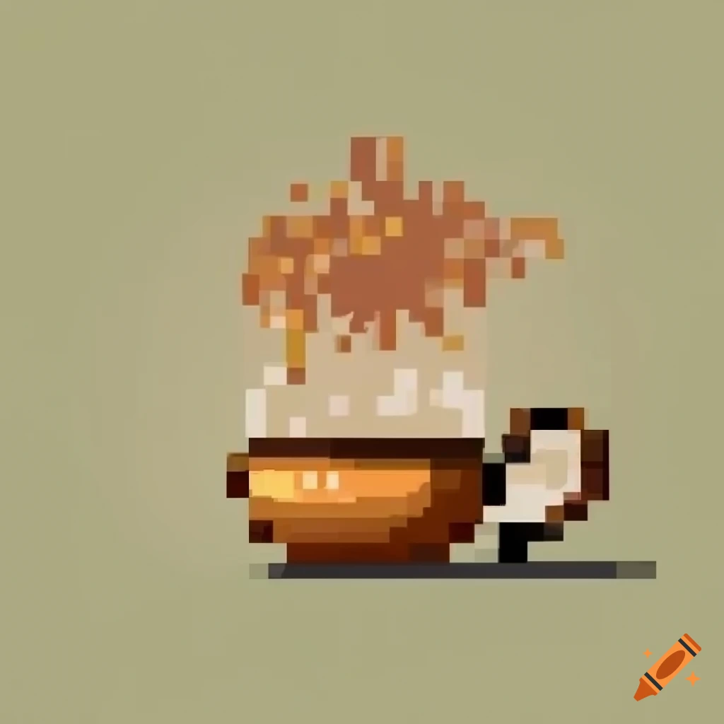 Cute pixel art of a tea cup on Craiyon