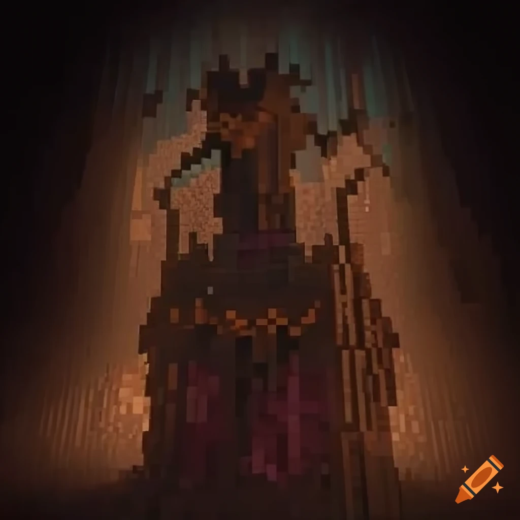 Pixel art of a menacing minecraft dreadlord