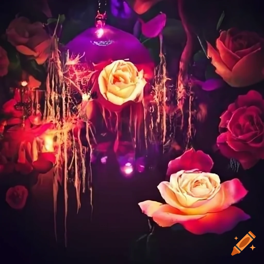 Glowing roses in an enchanted garden on Craiyon
