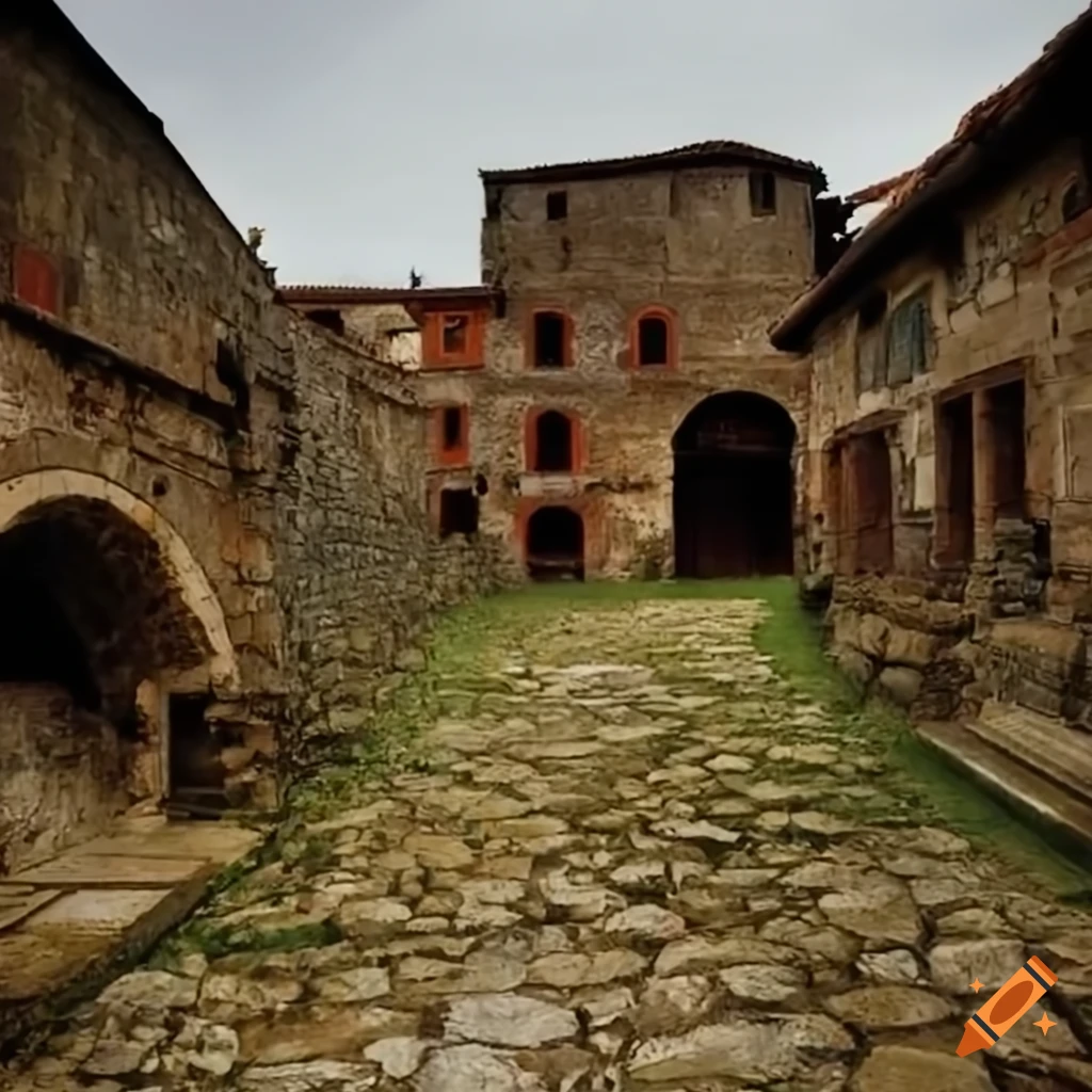 View from inside an ancient Roman village on Craiyon