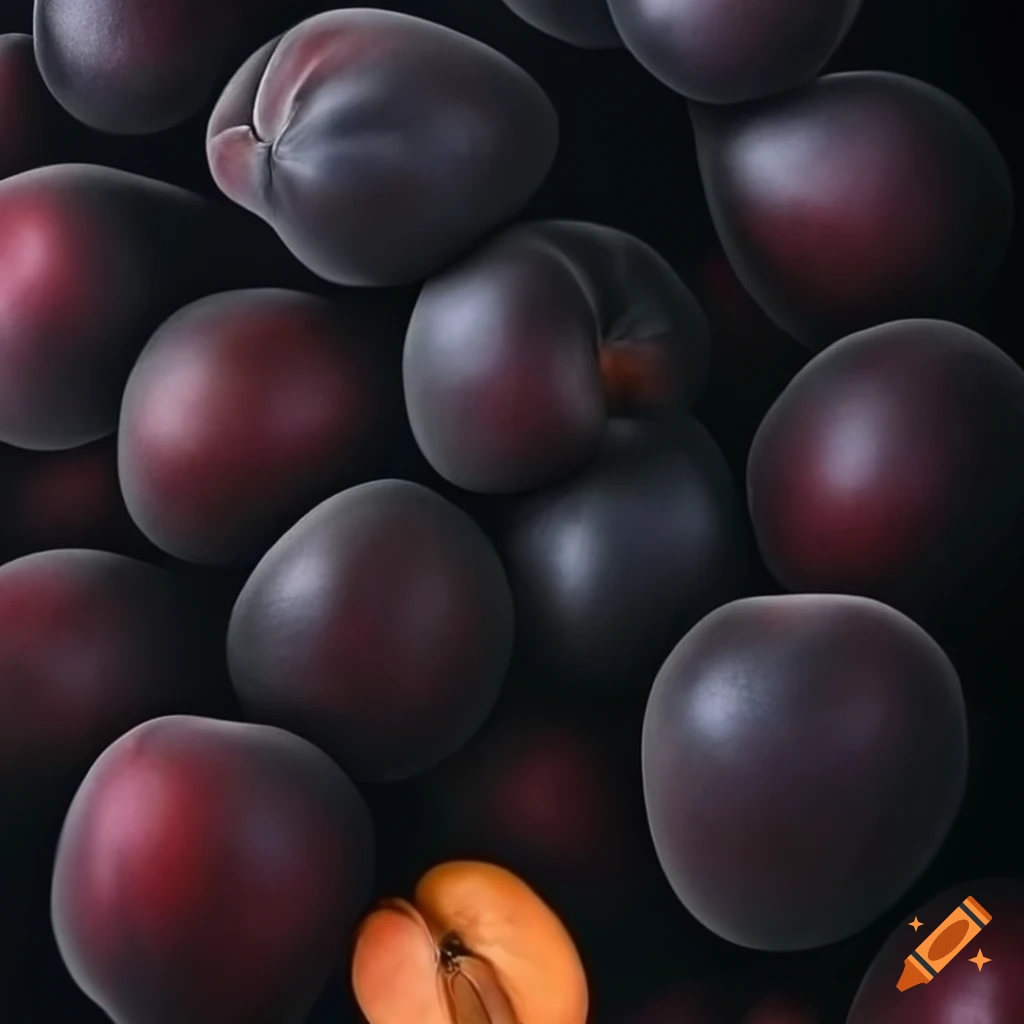 Hyper-realistic artwork of a black apricot