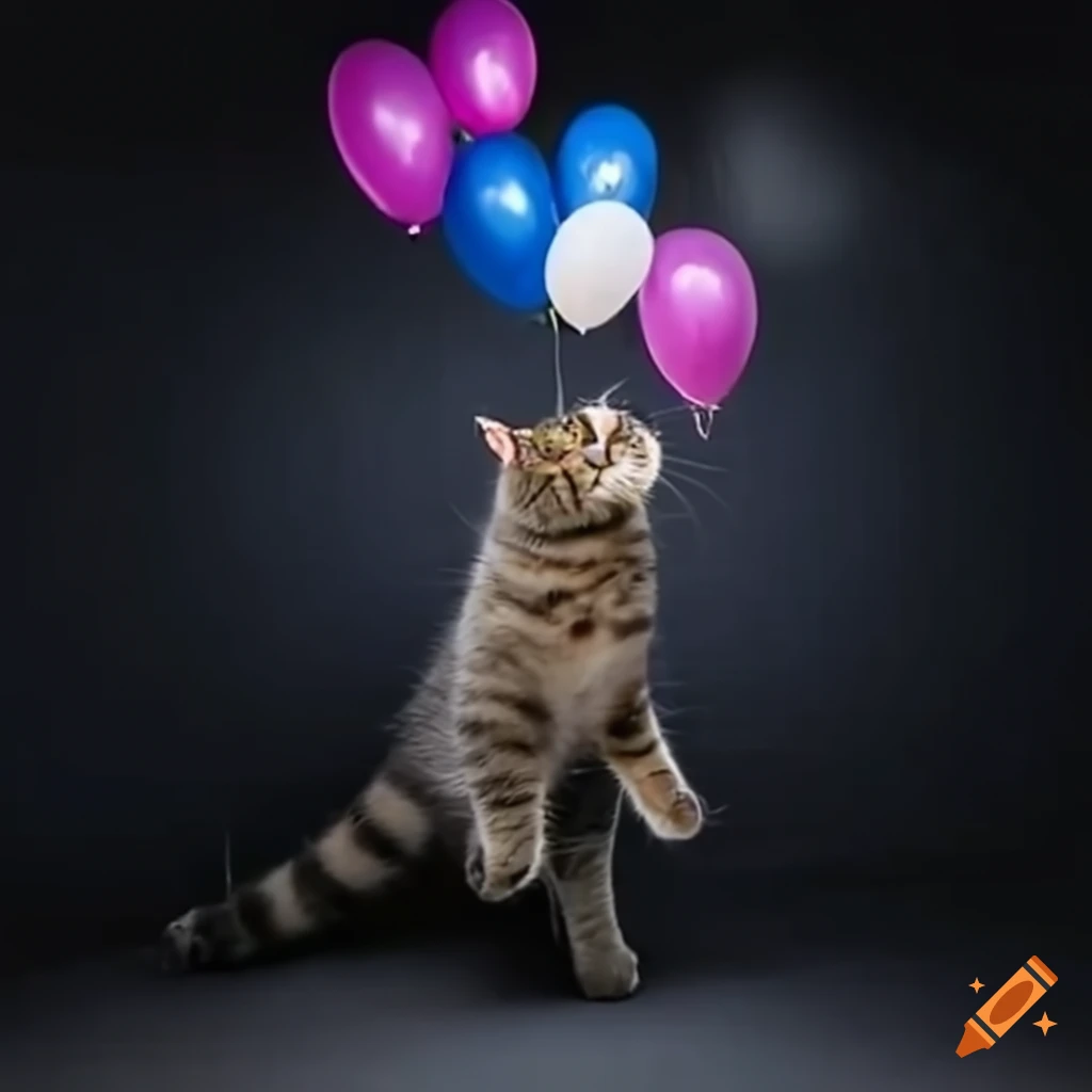 Create a cat with party hat and confetti on Craiyon