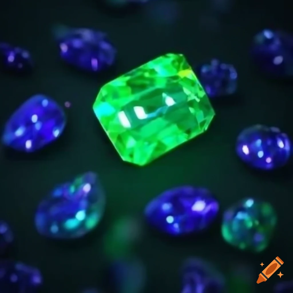 Hyper-realistic artwork of a mermaid adorned with emerald and diamond ...