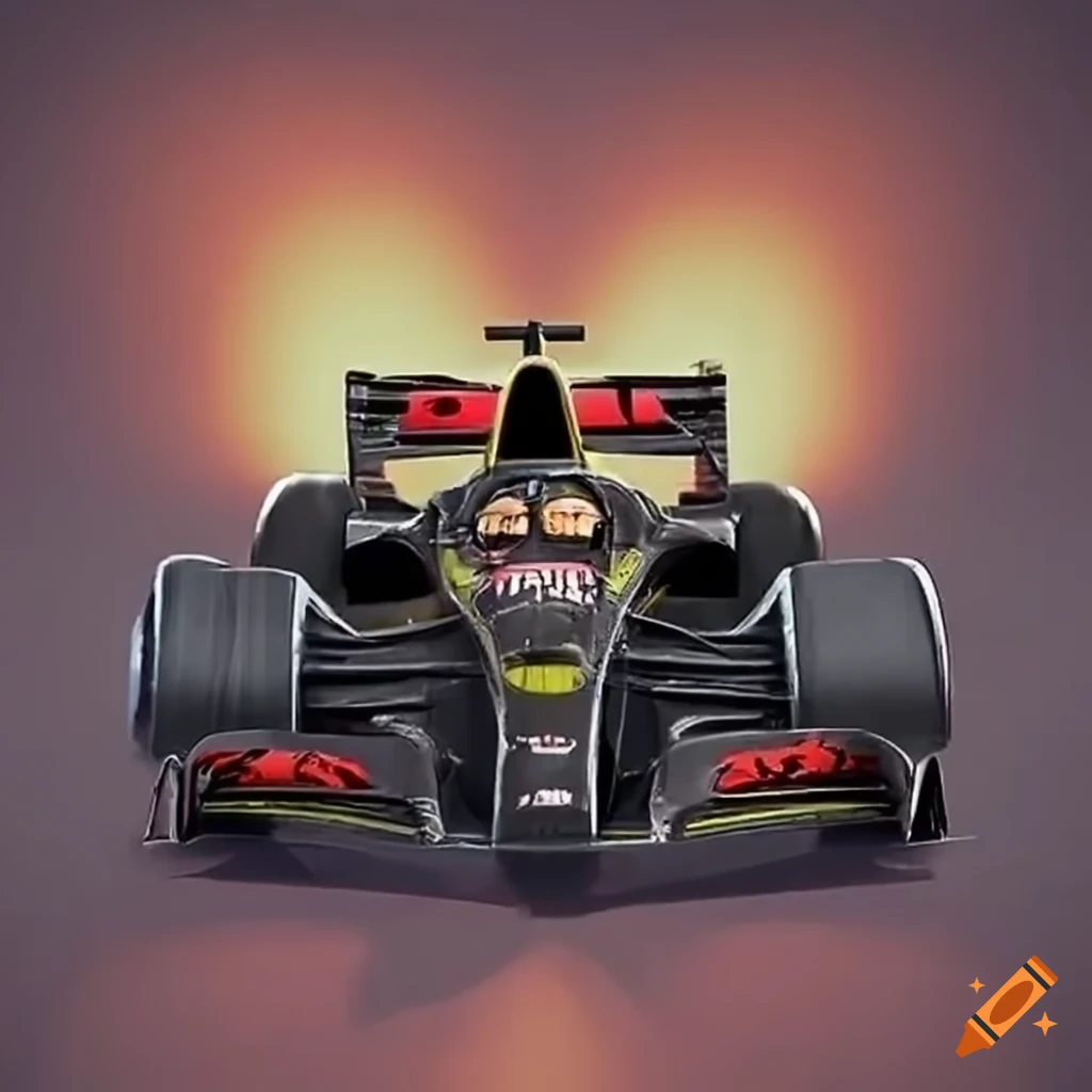 Batman driving a formula 1 car