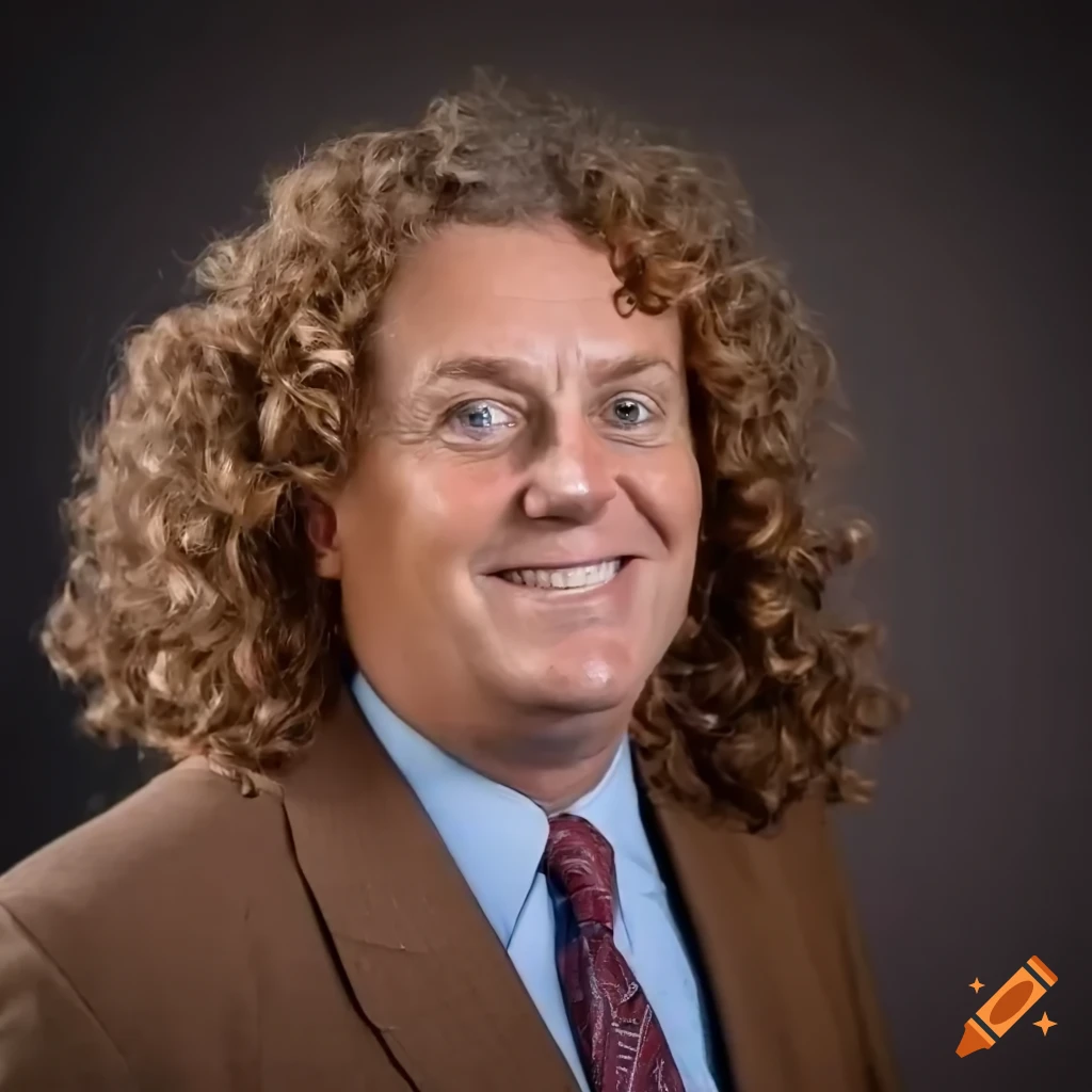 Portrait of a middle-aged male politician with long curly hair on Craiyon