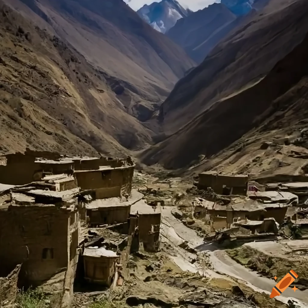 Scenic village nestled in the mountains of iran on Craiyon