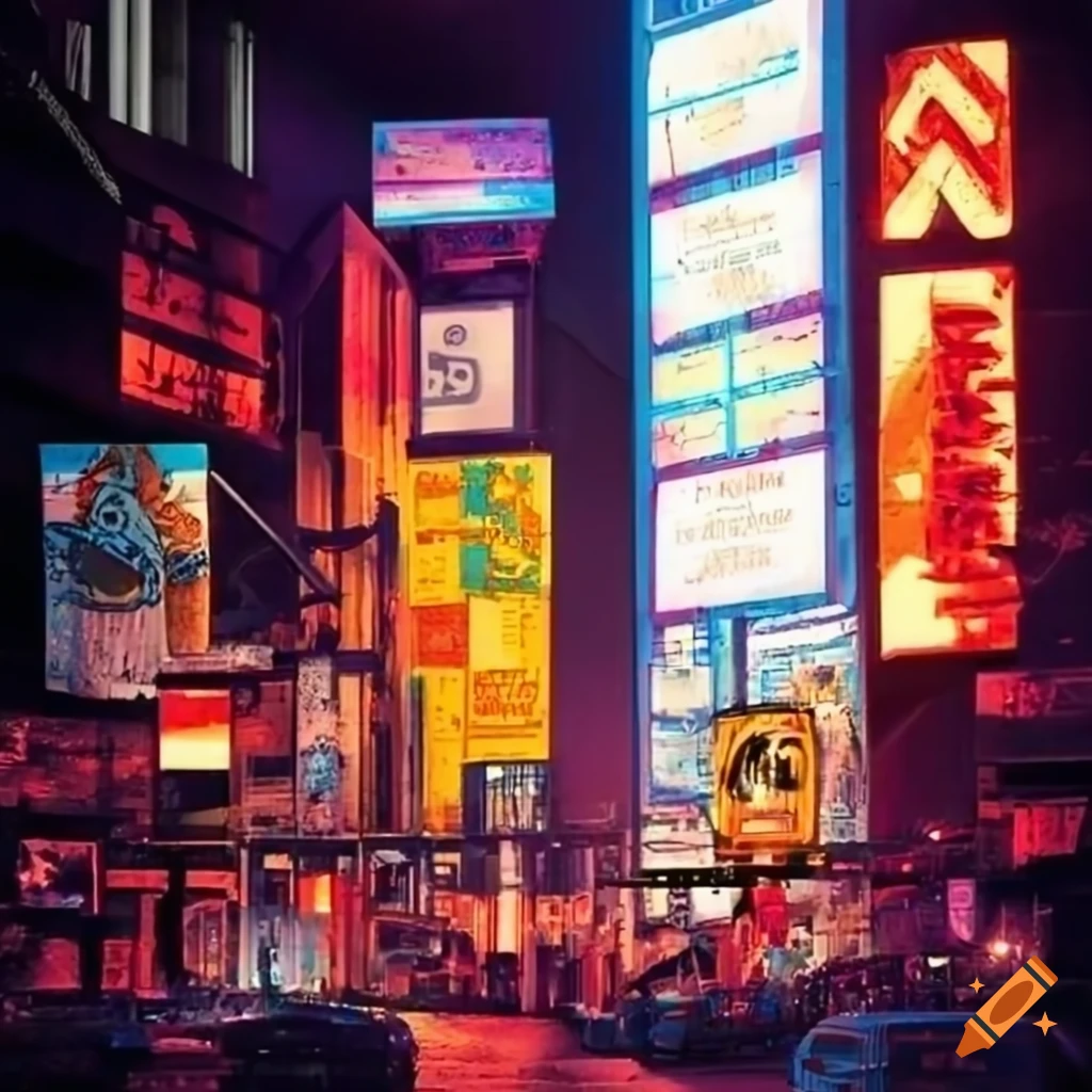 Vibrant billboards and advertising posters on Craiyon