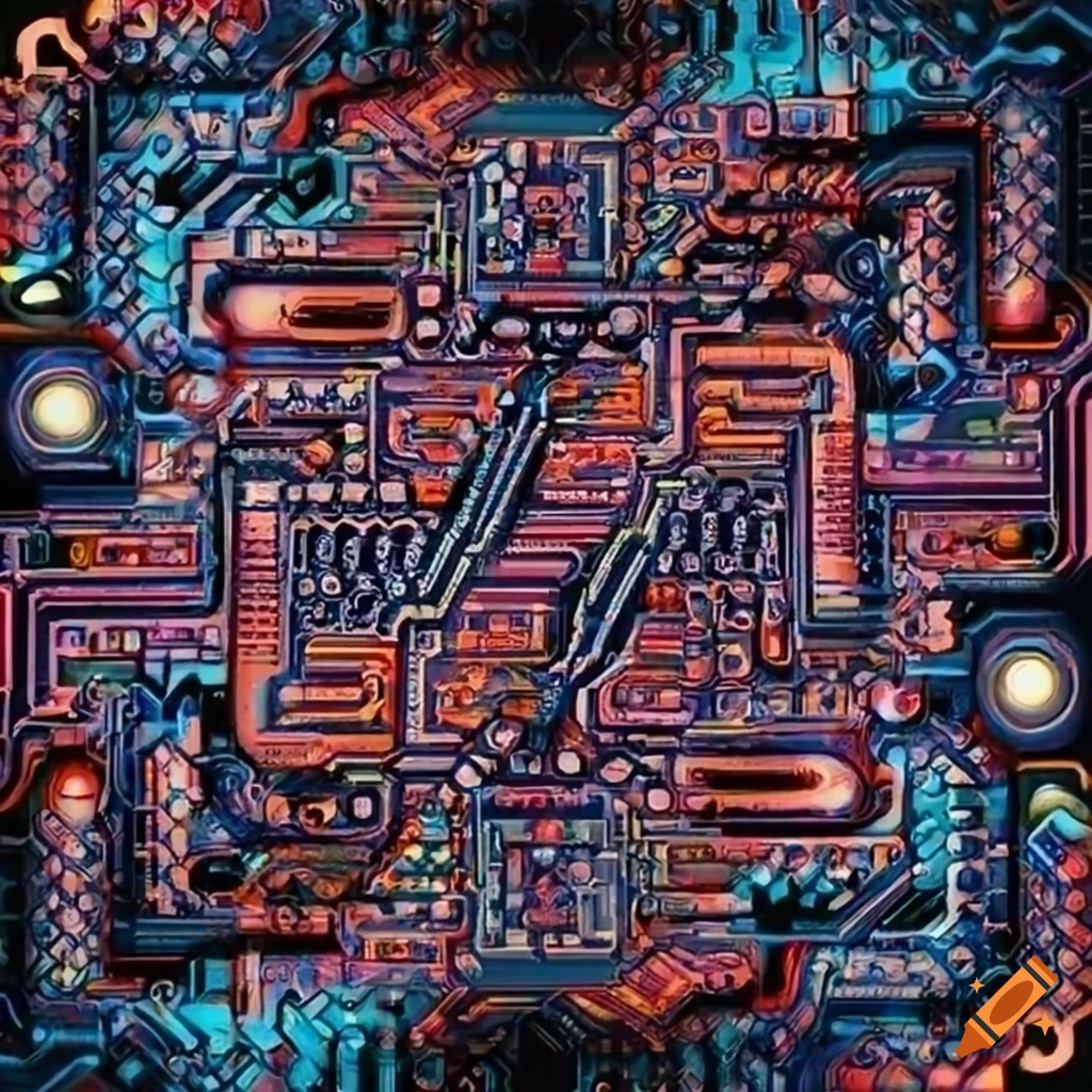 Abstract artwork of printed circuits boards