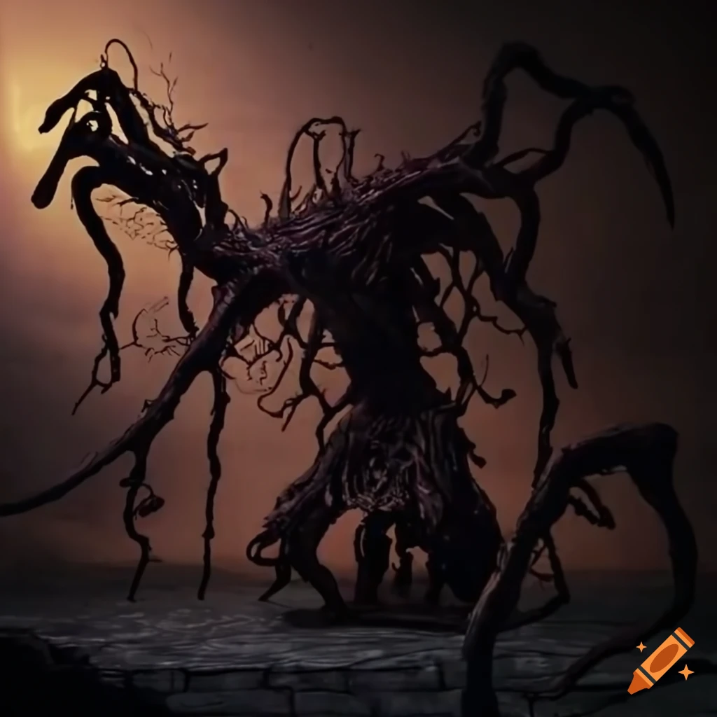 Abstract representation of cursed living forms in discordant unity on ...