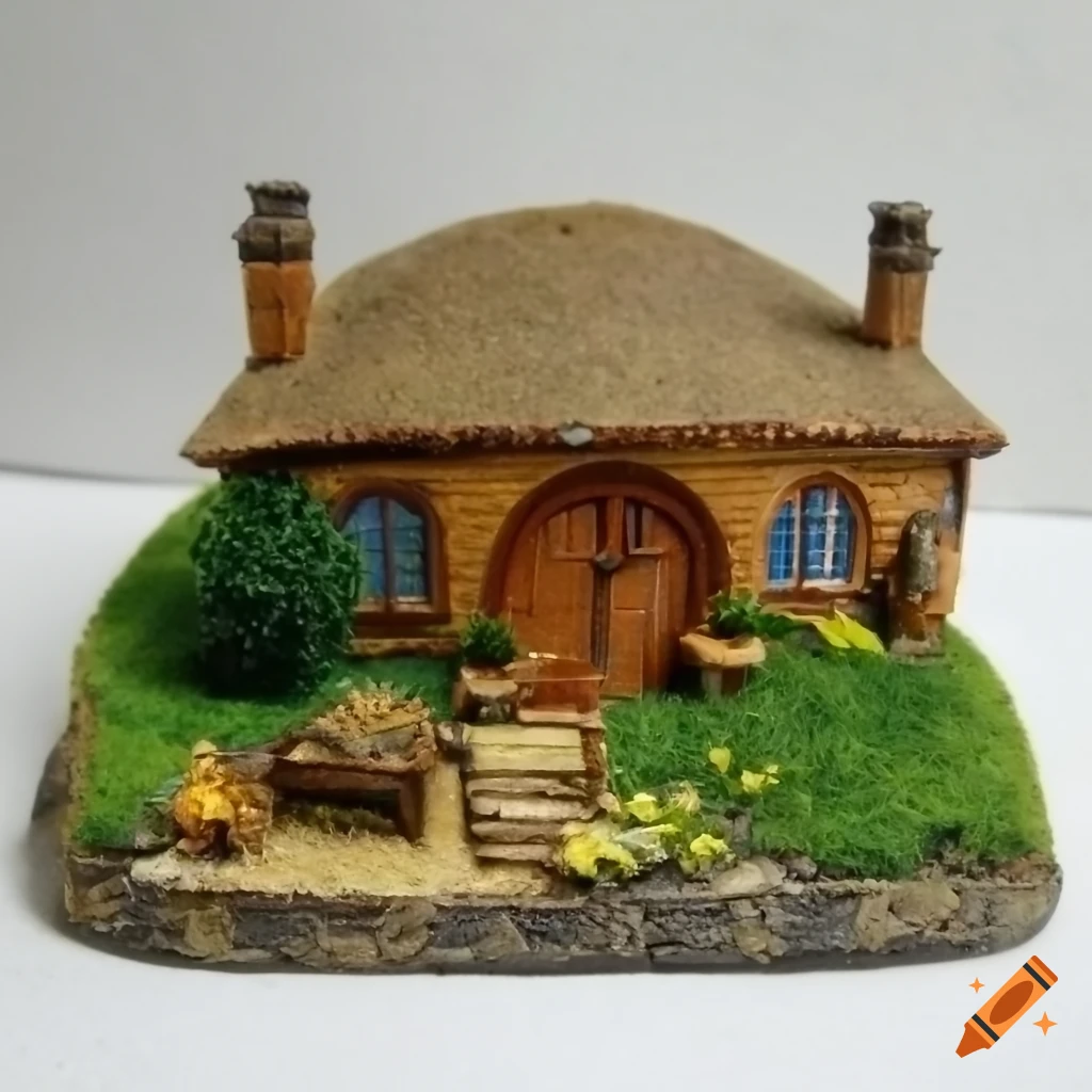 Photo of a miniature hobbit house on Craiyon