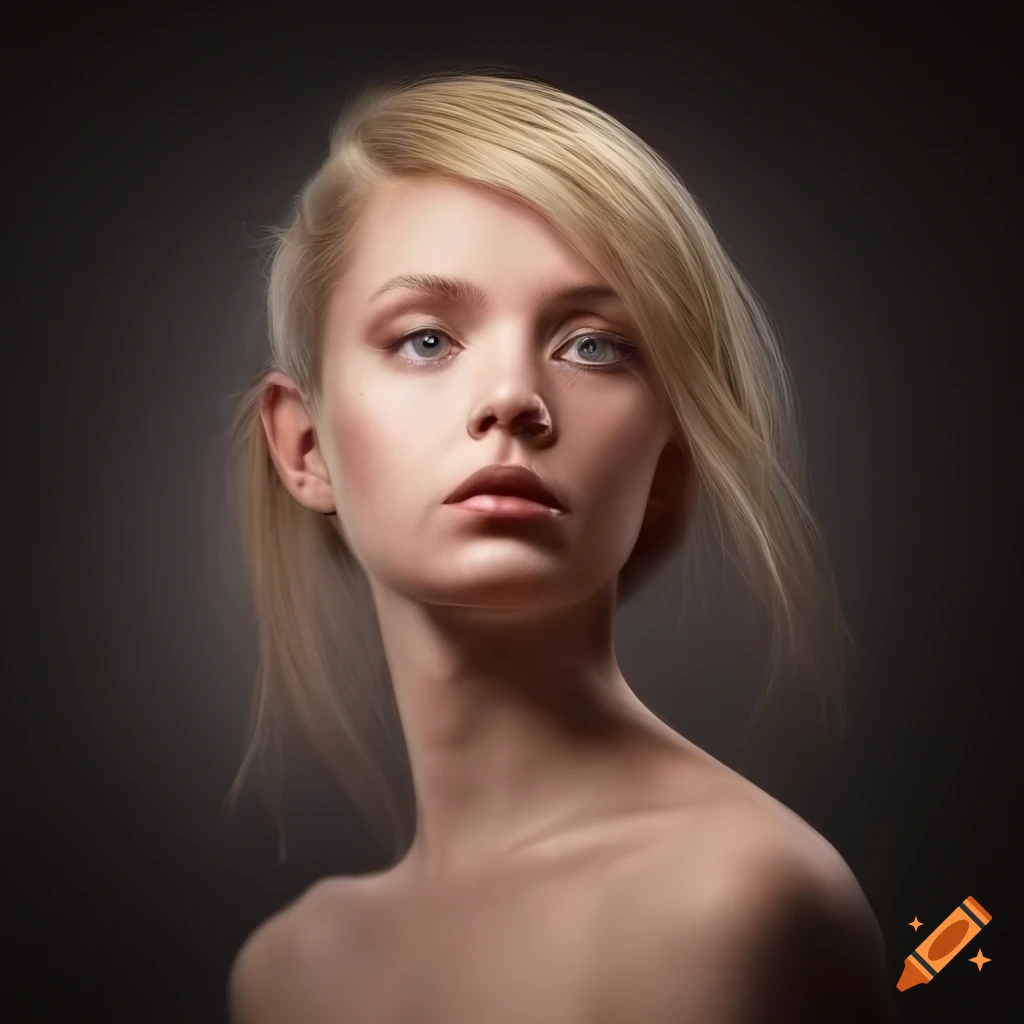 Studio photo of a blond woman with volumetric lighting