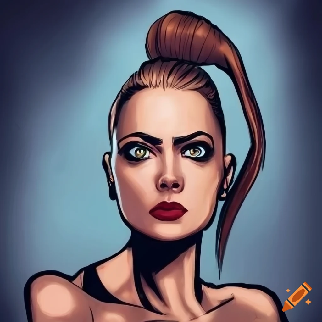 Striking comic book panel of an elegant blond woman on Craiyon