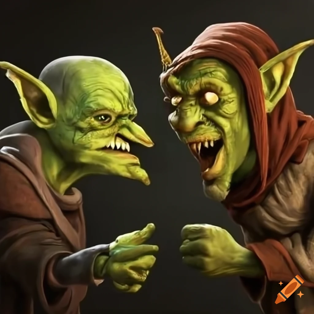 Artwork of a goblin displaying war spoils on Craiyon