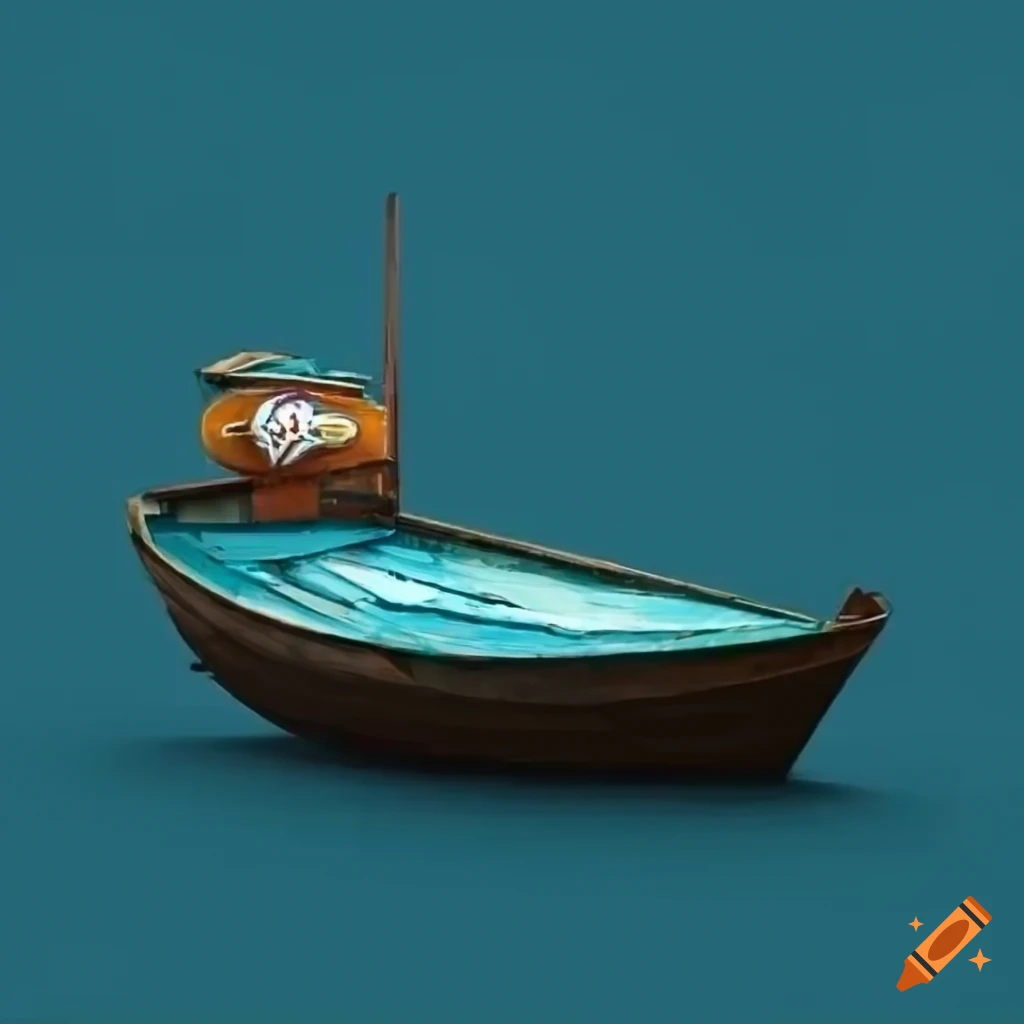 Artwork of a melancholic boat with human-like features on Craiyon