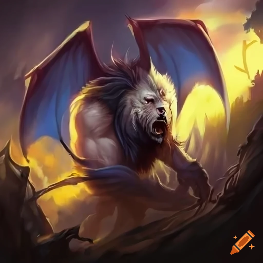Fantasy painting of a manticore