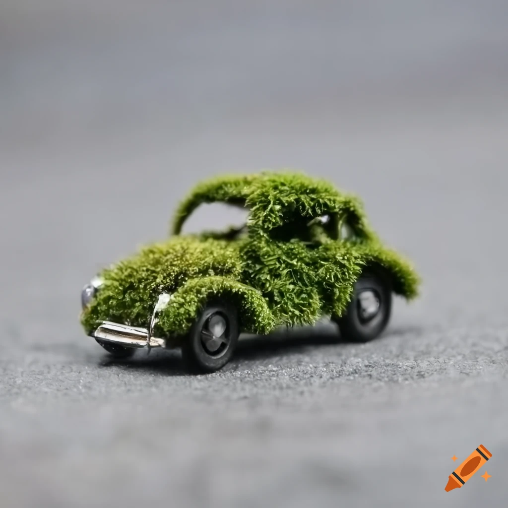 Moss-covered miniature car photo