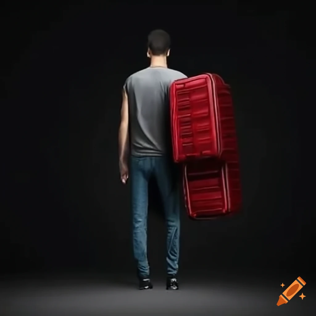 Man dropping suitcase in shock on Craiyon