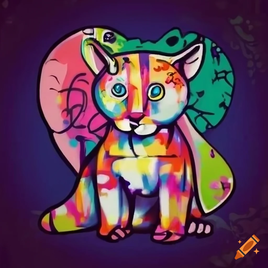 Colorful graffiti style animals on Craiyon