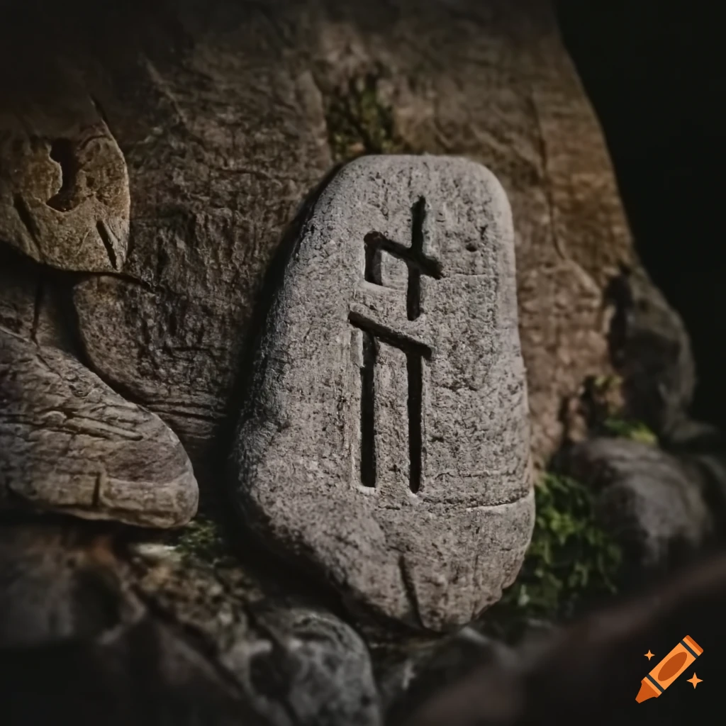 Carved ancient runes on stone