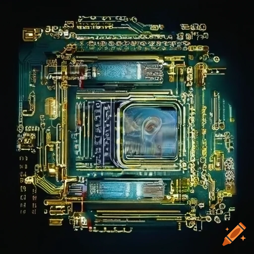 Hyper-realistic artwork of a PCB on Craiyon