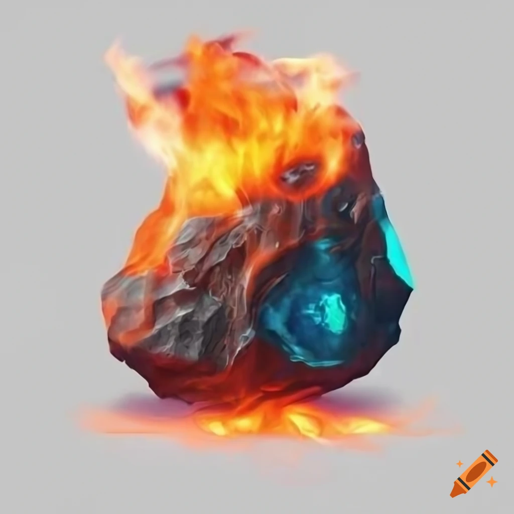 White background with fire magic stones