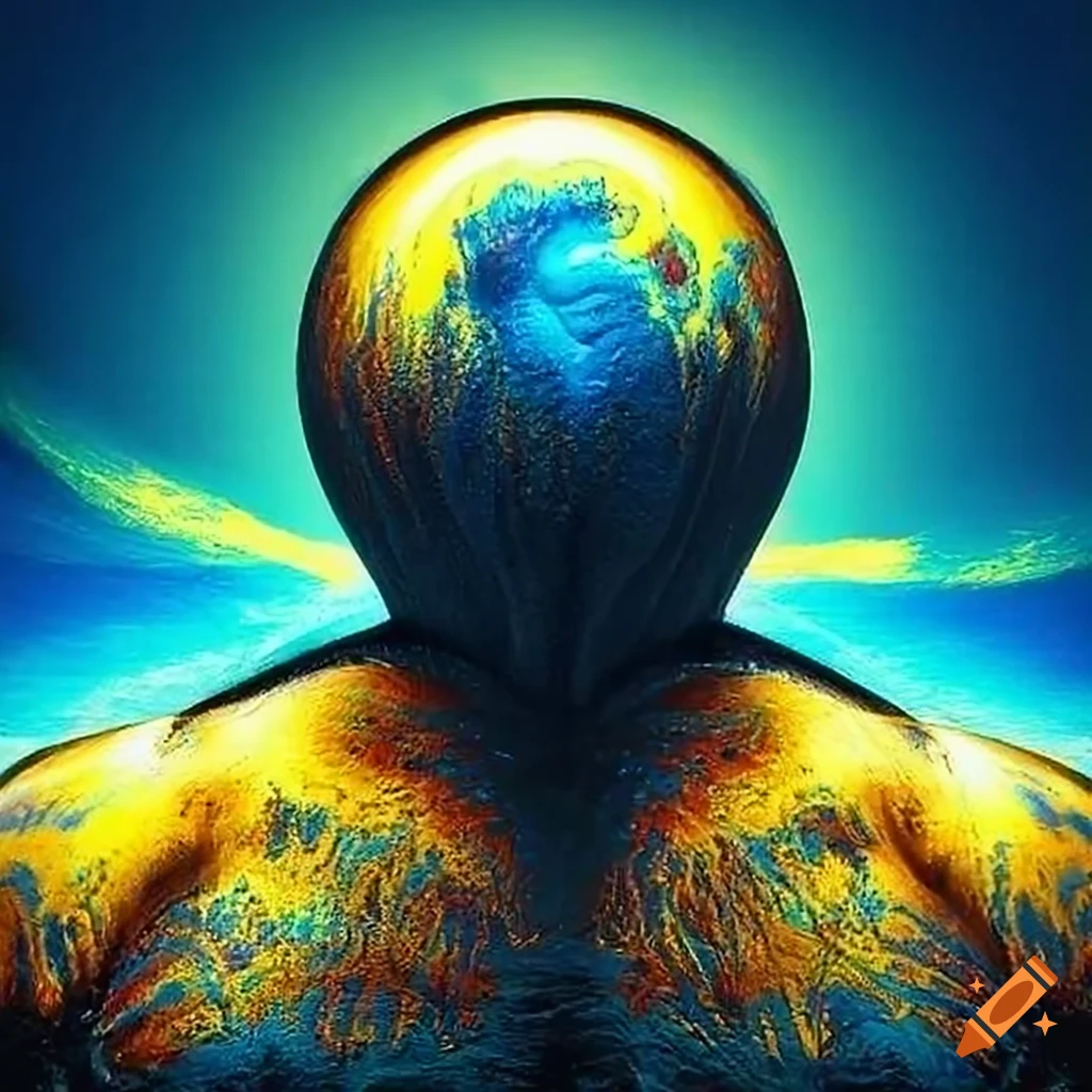 Portrait of a person with painted concentric circles on face