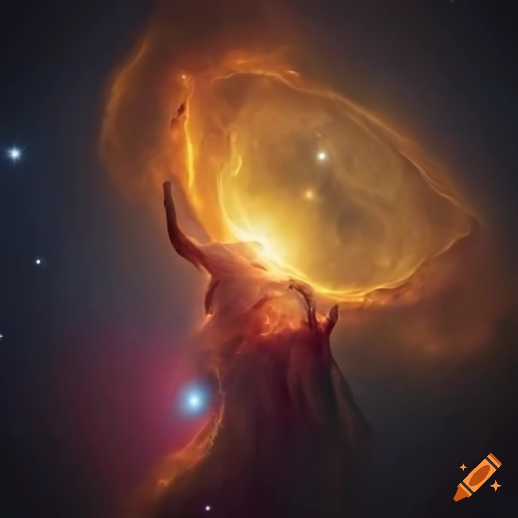 Digital art of a humanoid holding a field of stars