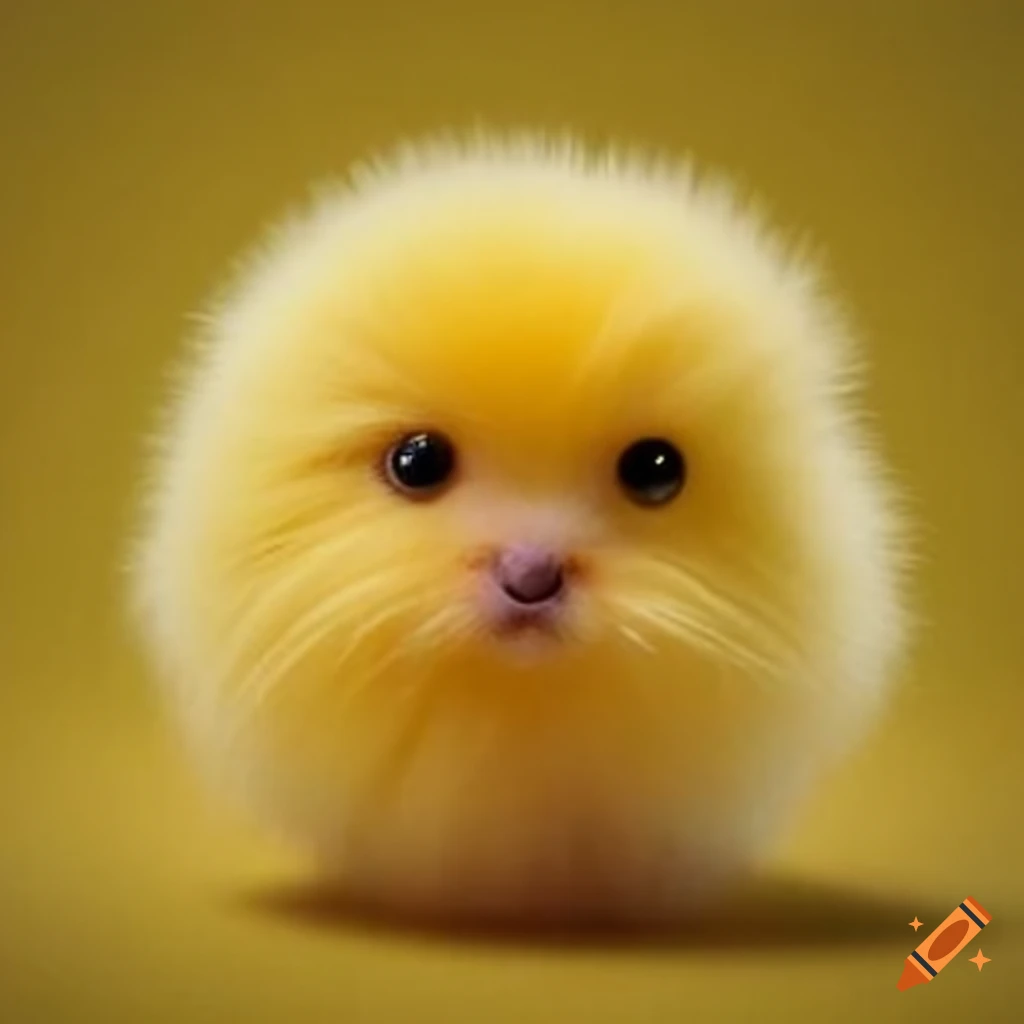 Adorable fluffy yellow puppy with big eyes