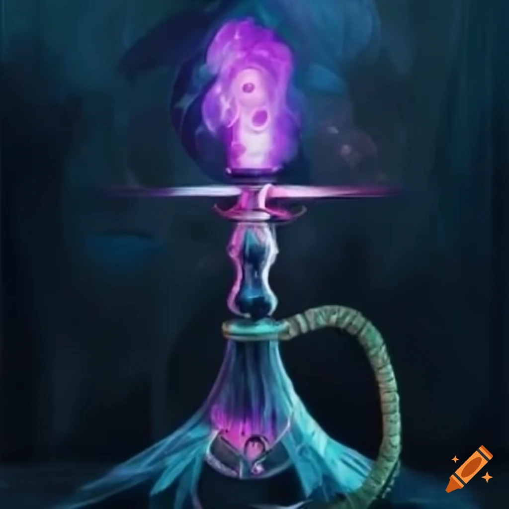Fantasy artwork of a magical hookah on Craiyon