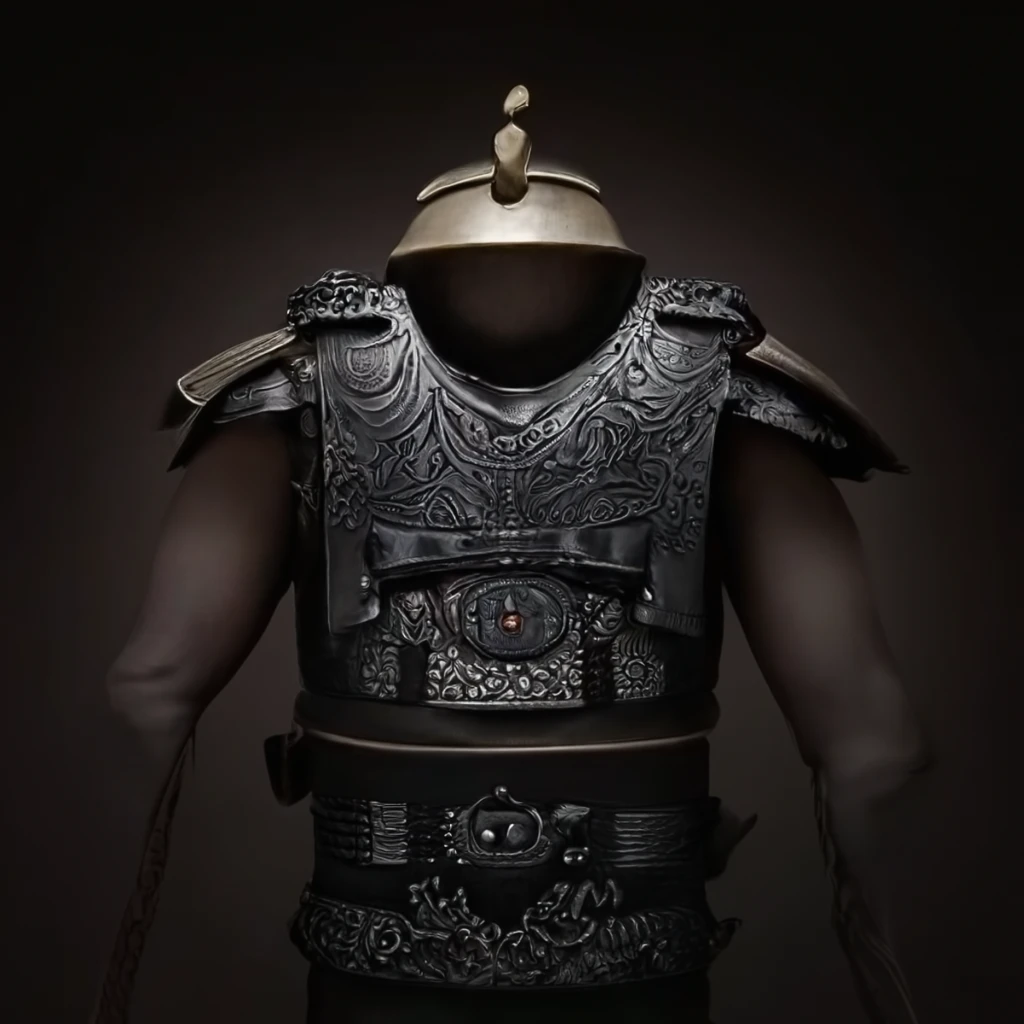 Engraved black cuirass with wolf design on Craiyon