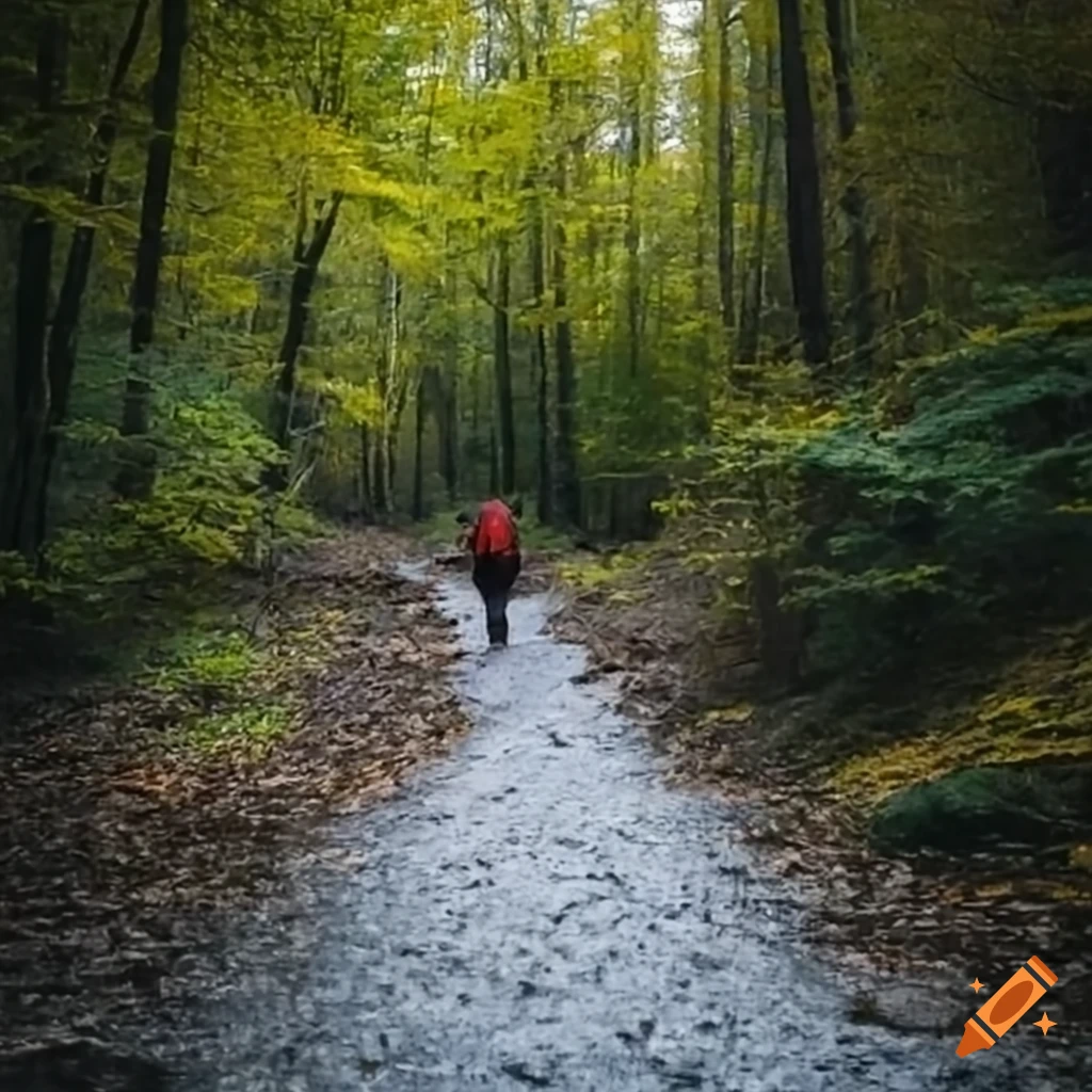 Hiker walking on a trail on Craiyon