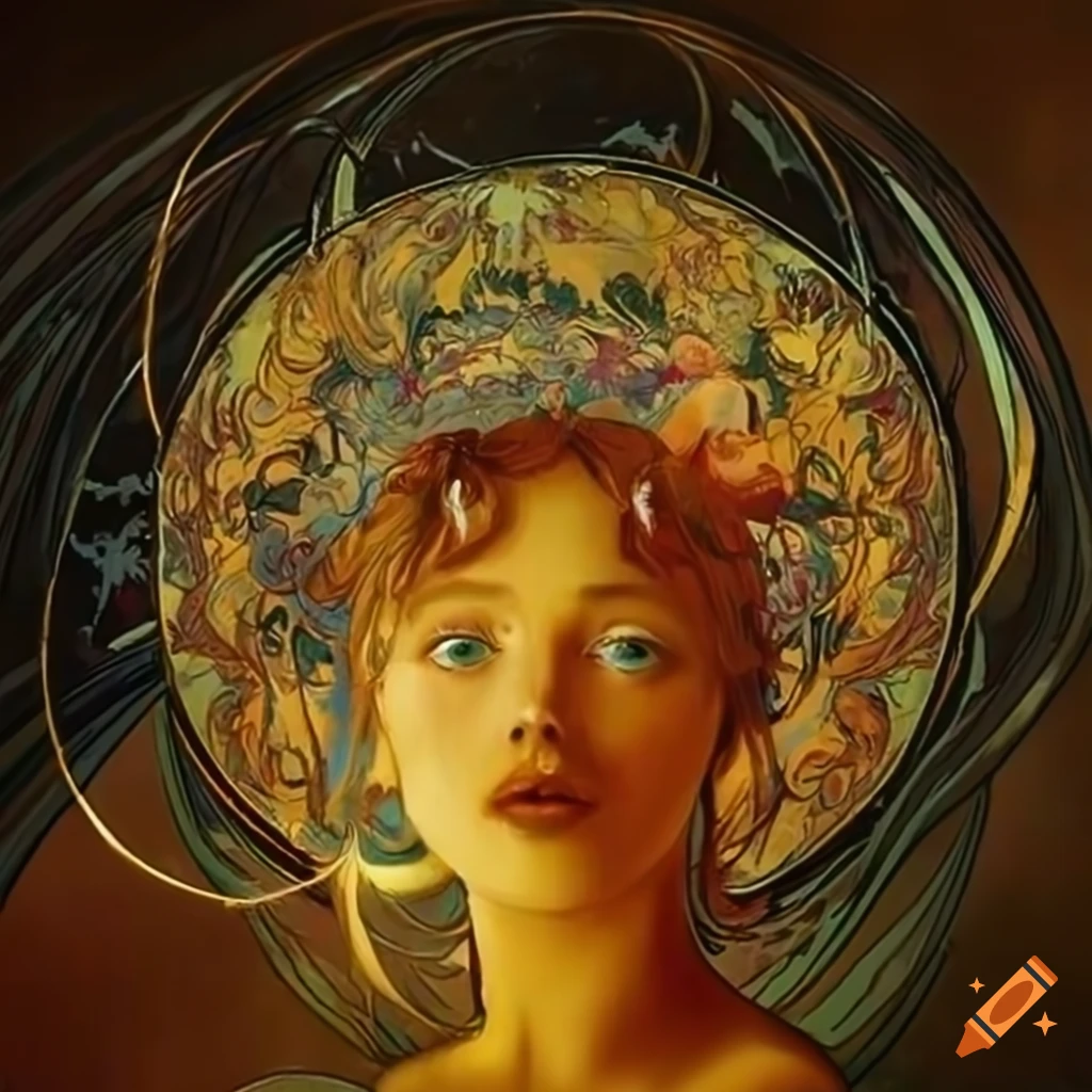 Colorful fantasy scenery with floating planets and golden lights on Craiyon