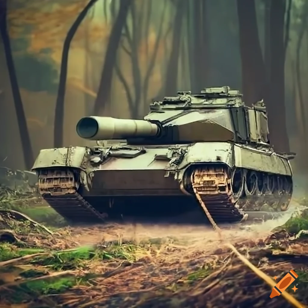 Super heavy battle tank in a forest